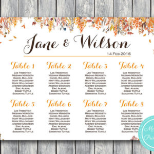 Fall Autumn Wedding Seating Chart - Free Wedding Seating Charts